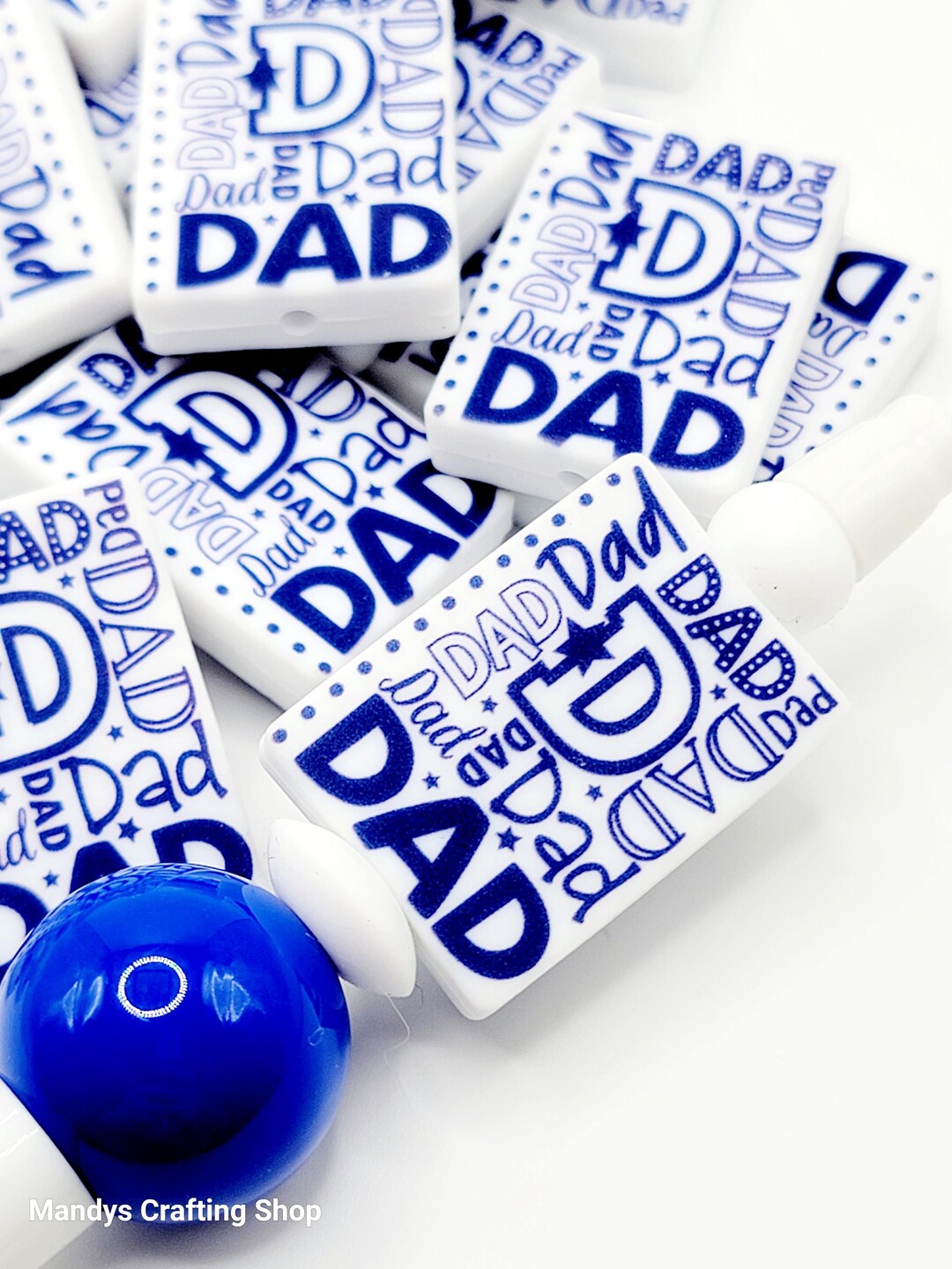 SET 1 or 2, Dad Typography Focal Bead, Best Dad Pen Bead, Fathers Day ...
