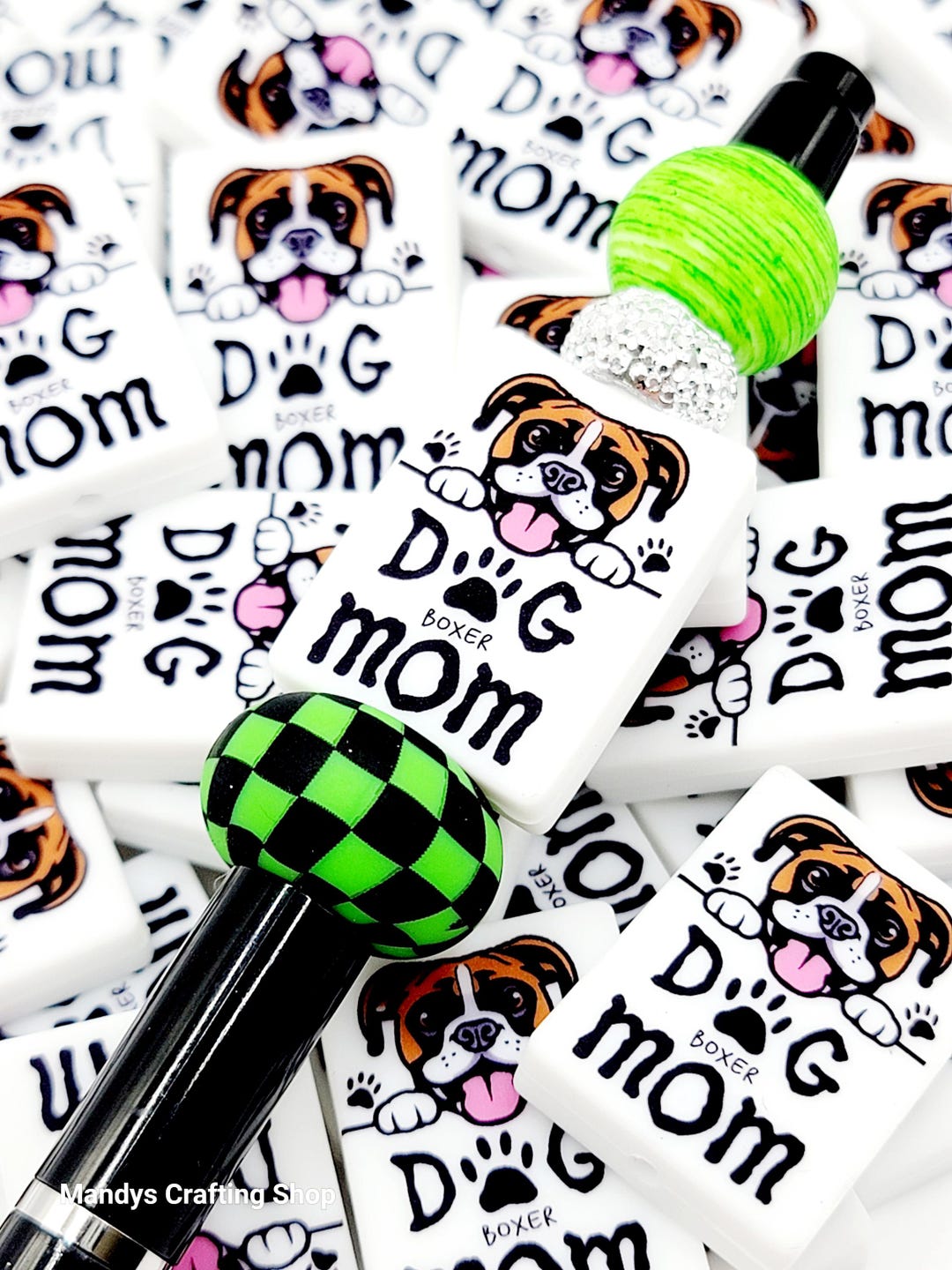 SET 1 OR 2, Boxer Dog Mom Pen Focal, Dog Mom Silicone Focal Bead, Dog ...
