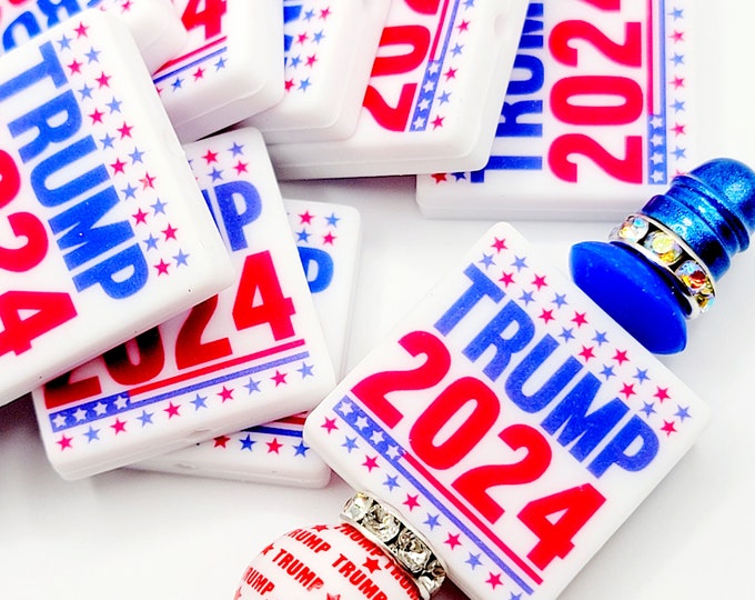 SET OF 2, Trump 2024 Focal Bead, MAGA Focal Beads, Republican Party ...