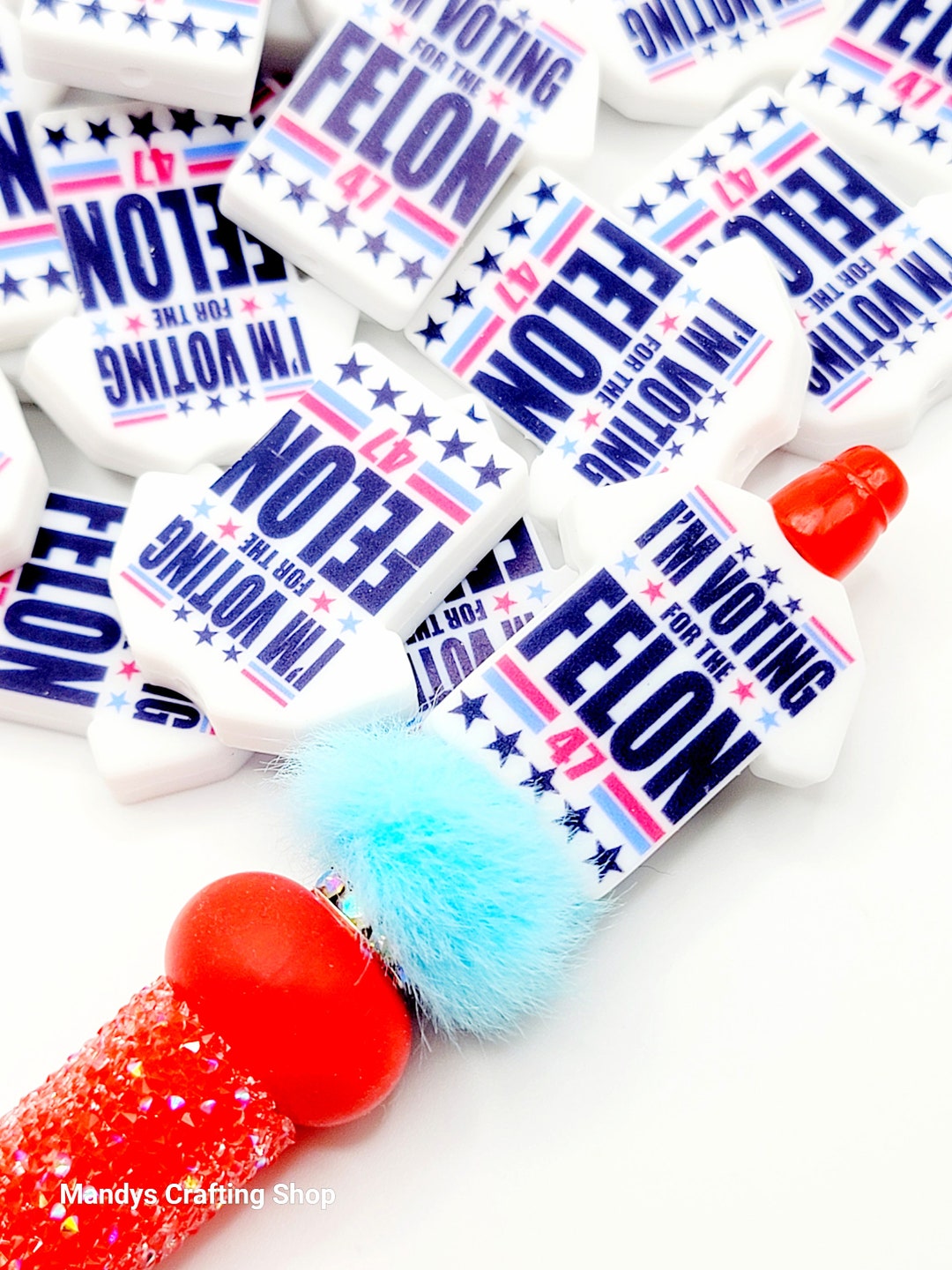 SET of 2, Trump 47 Focal Bead, Voting for the Felon Republican Party ...