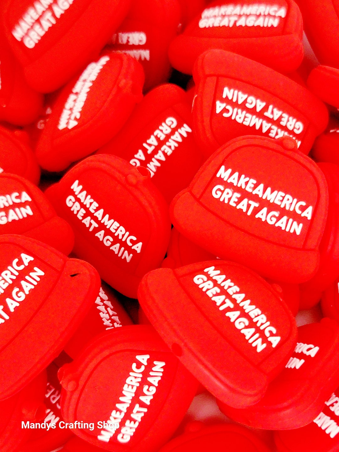 SET OF 2, Trump Red Hat Focal Pen Bead, Trump 2024 Silicone Focal Bead ...