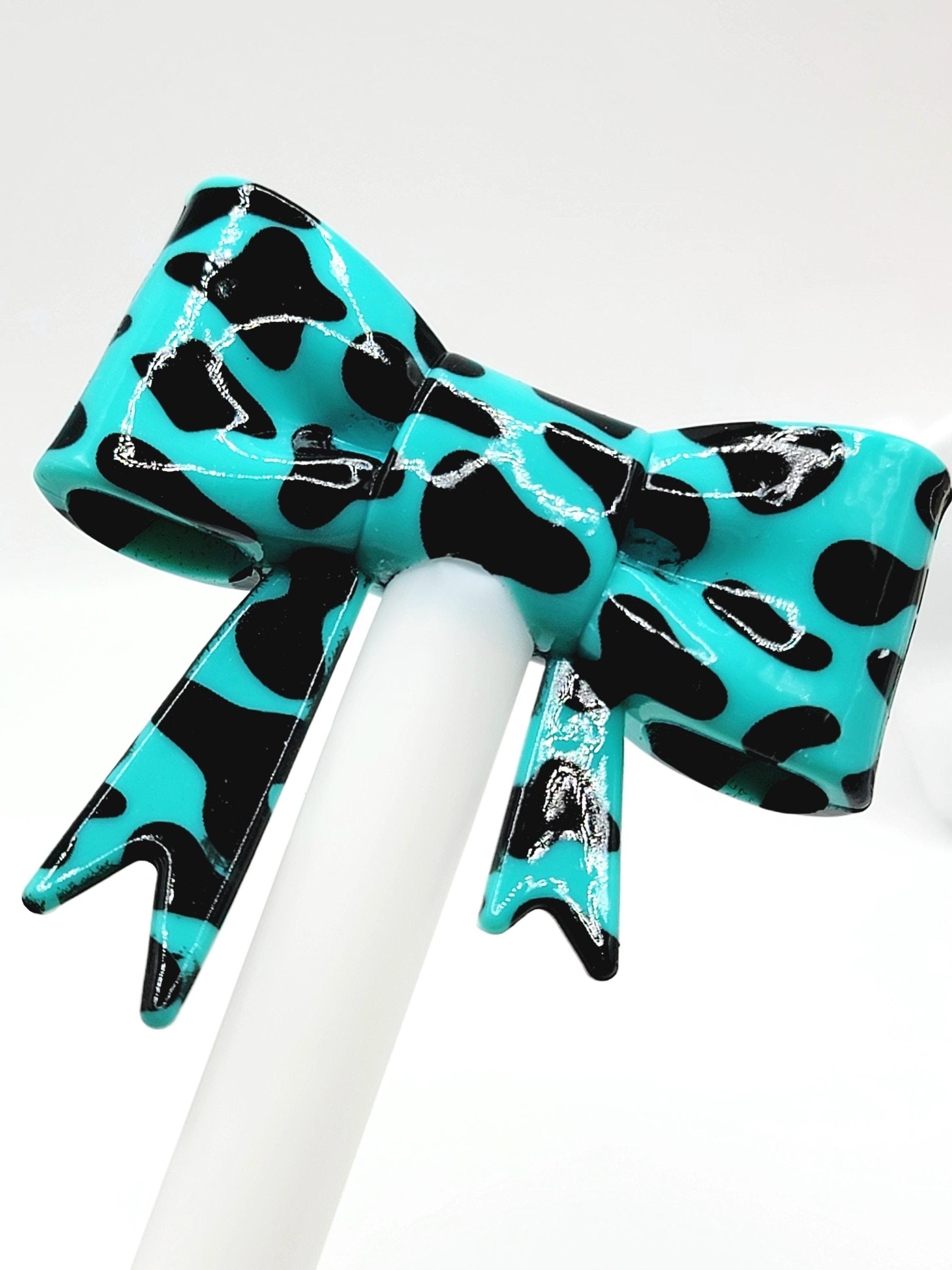 Large Cow Print Silicone Bow Focal Pen Bead Shiny Finish, Cow Print Big ...