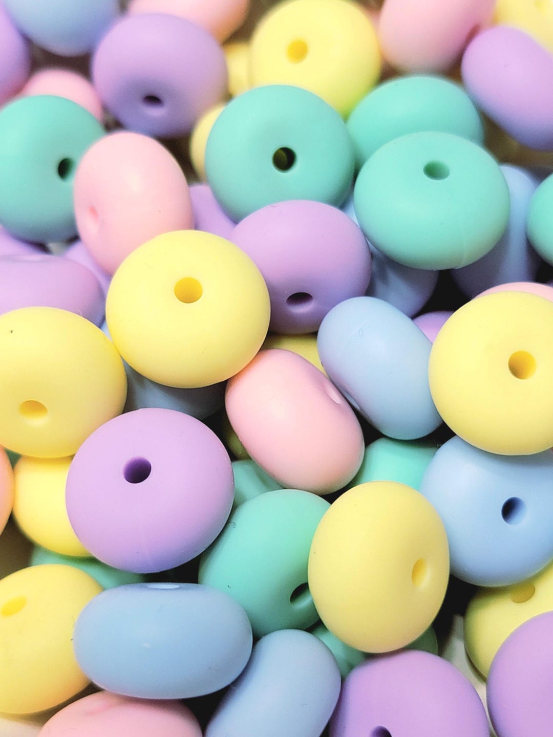 SET OF 10, Pastel Mix Abacus Silicone Beads, Small Silicone Beads, Mini ...