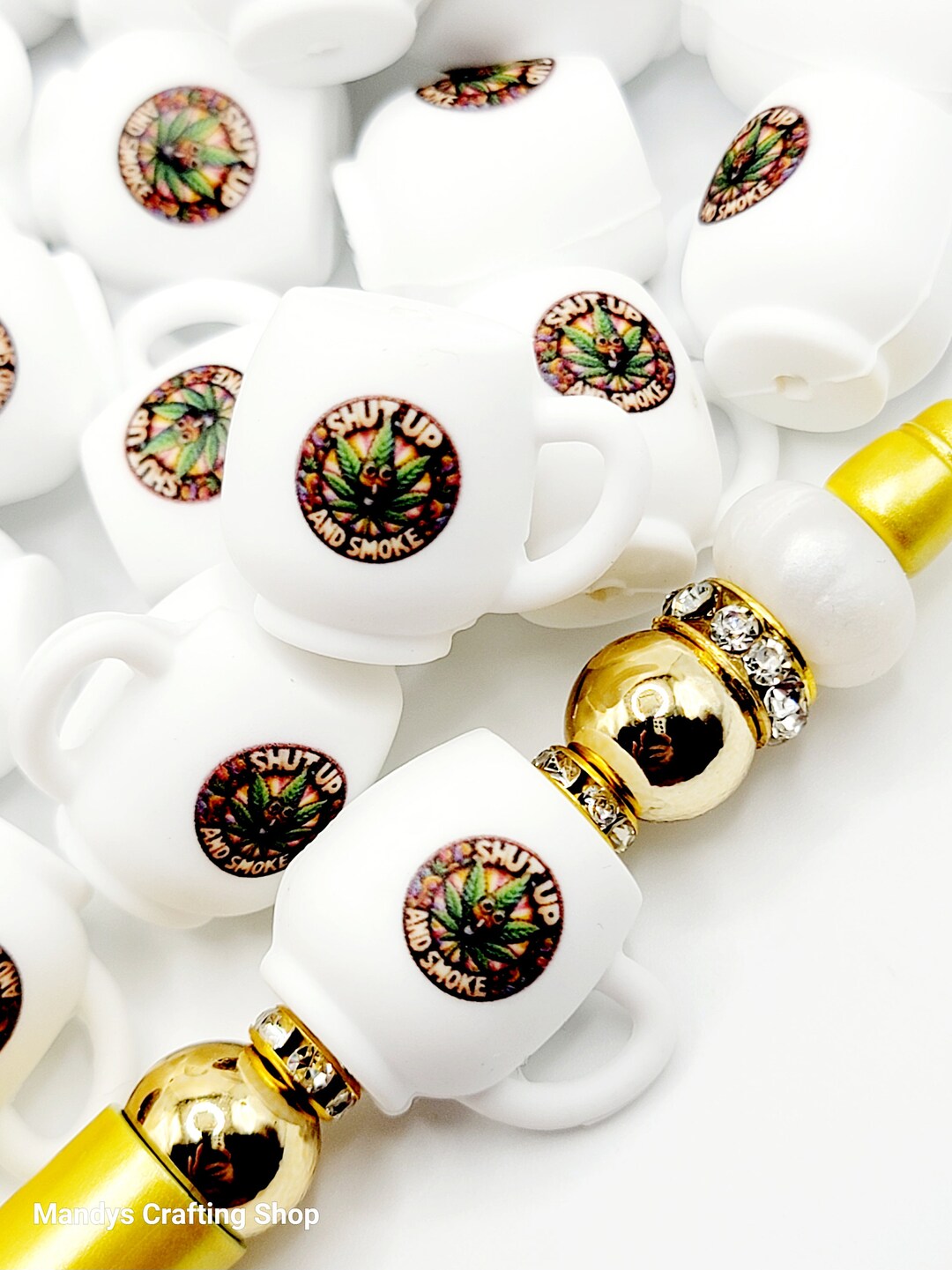 Weed Cup Focal Pen Bead, Shut up and Smoke Pot Focal Bead, Marijuana ...