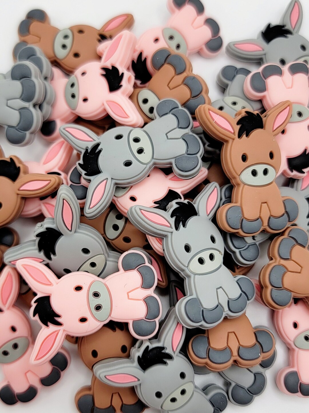 SET OF 2, Cute Donkey Silicone Focal Bead, Farm Focal Silicone Bead ...