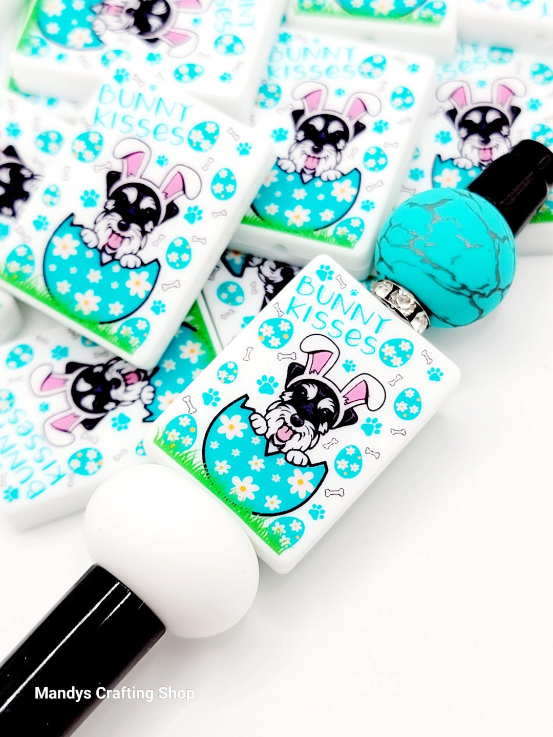SET 1 OR 2, Schnauzer Dog Easter Bunny Focal Bead, Easter Focal, Dog ...