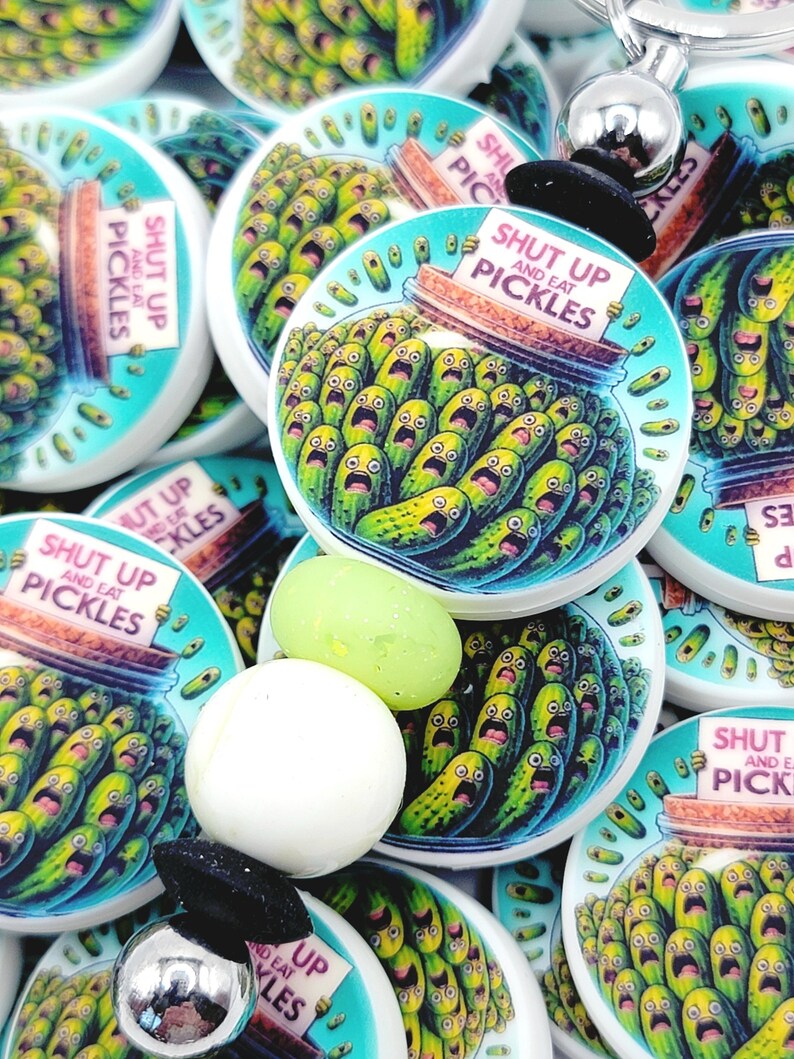 SET OF 2, Pickle Focal Bead, Shut up and Eat Pickles Focal Bead, Funny ...