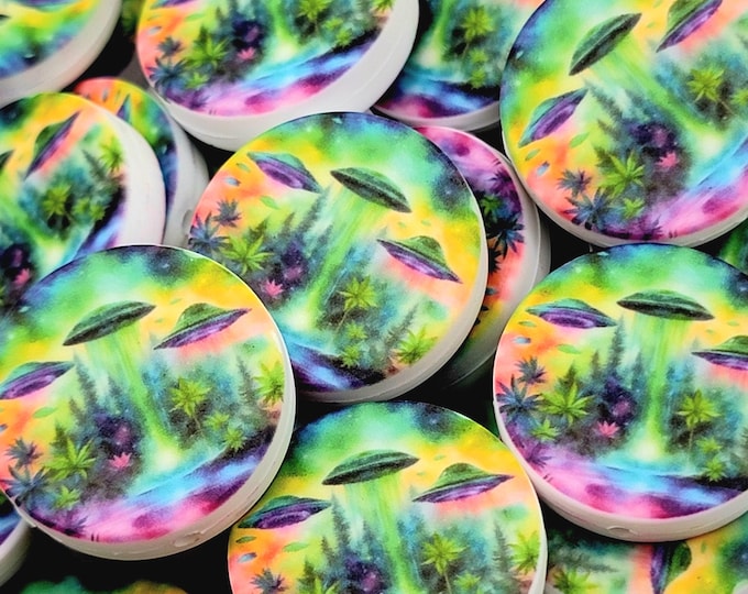 SET OF 2, Weed Focal Bead, Alien Weed Planet Focal Bead, Marijuana ...