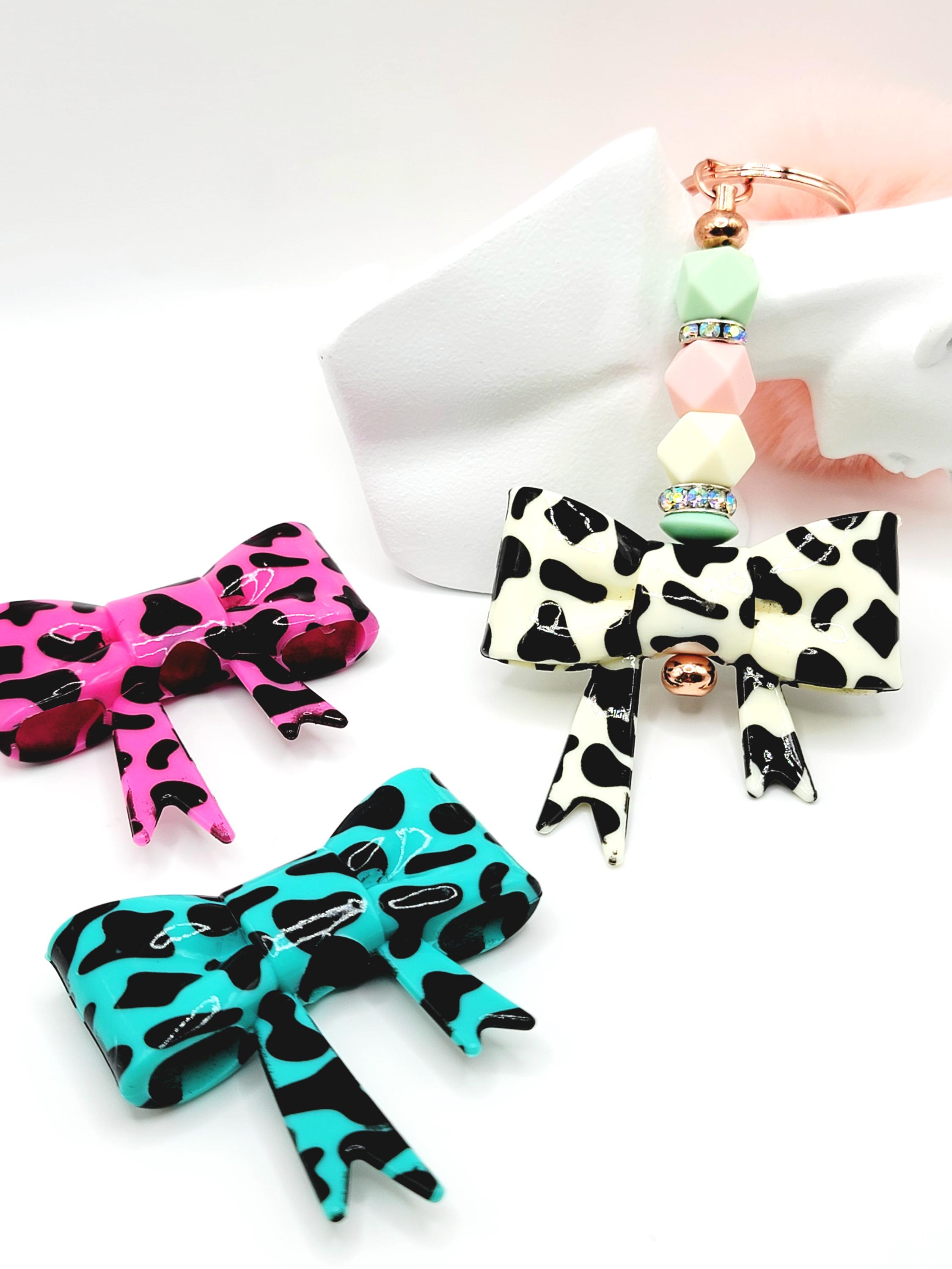 Large Cow Print Silicone Bow Focal Pen Bead Shiny Finish, Cow Print Big ...