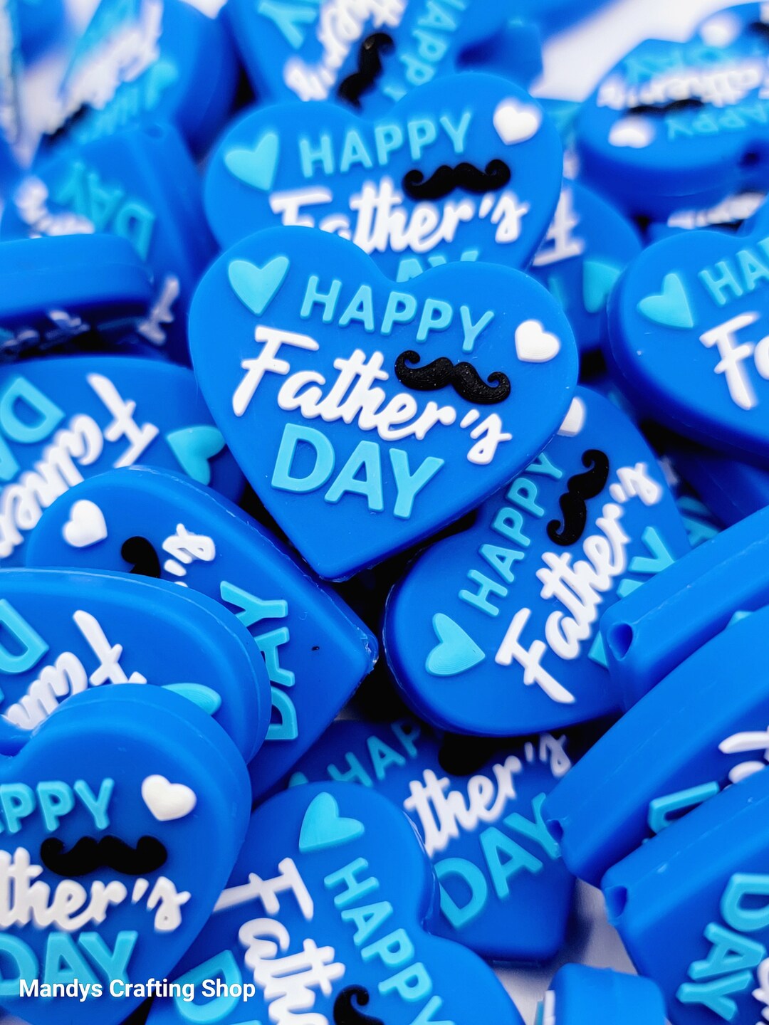 SET of 2, Happy Fathers Day Heart Focal, Mustache Fathers Day Focal ...