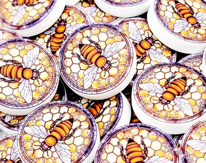 SET OF 2, Bumble Bee Focal Silicone Bead, Stained Glass Bee Pen Bead ...