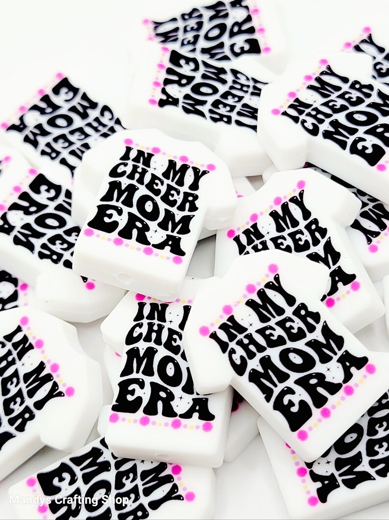 SET of 2, Cheer Mom Era Focal, Pen Silicone Bead, Shirt Pen Bead, Cheer ...