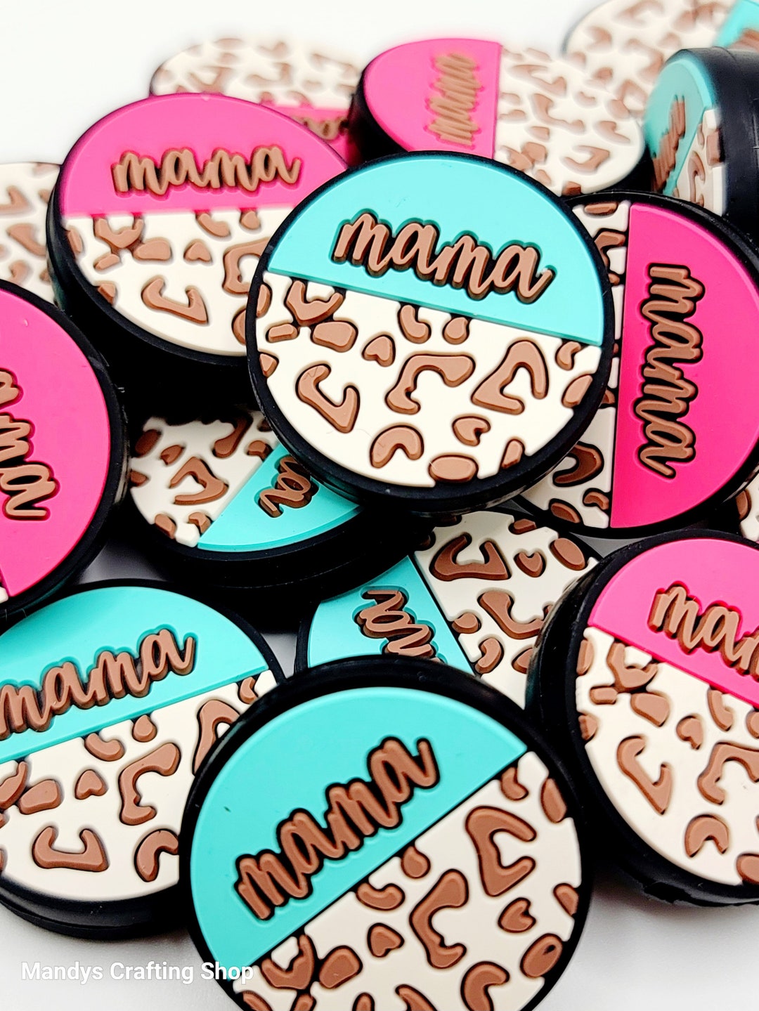 SET OF 2, Mama Leopard Print Focal Bead, Mama Shape Pen Bead, Mama ...