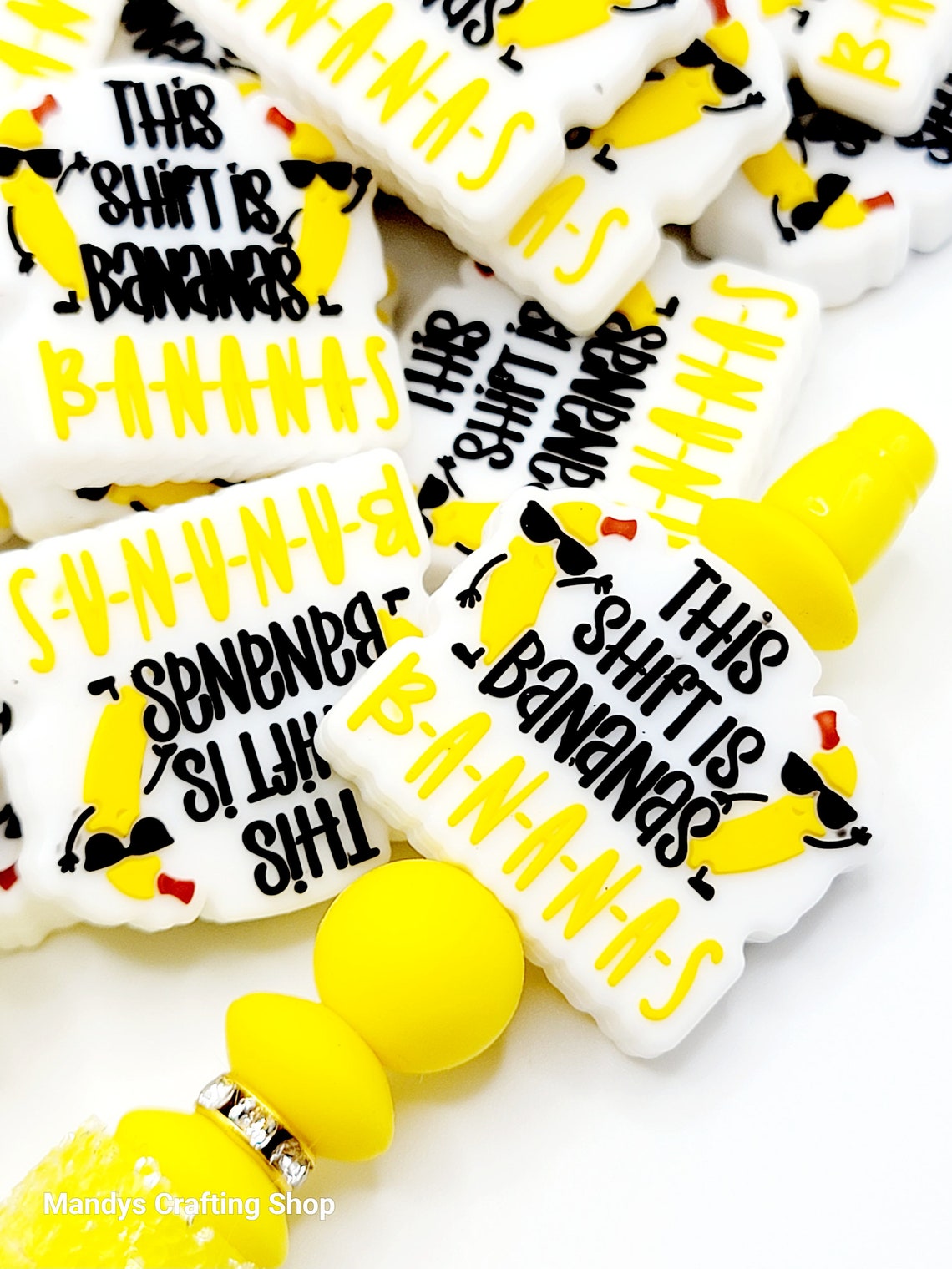 SET OF 2, Coworker Silicone Focal Bead, This Shift is Bananas Focal ...