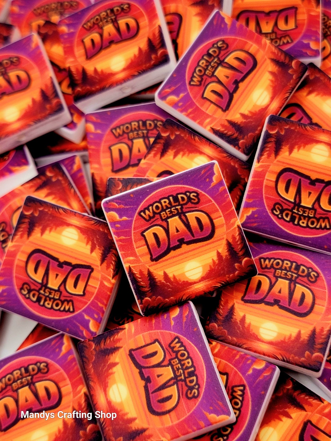 SET of 2, Worlds Best DAD Sunset Focal, Dad Print Silicone Beads, Dad ...