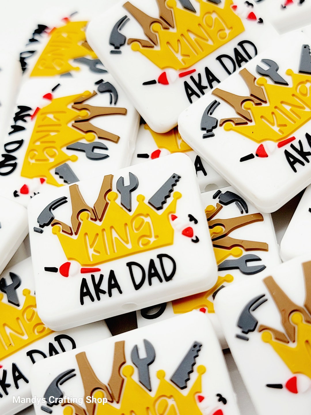 SET OF 2, Dad Focal Beads, Dad Fathers Day Silicone Bead, Dad Big Pen ...