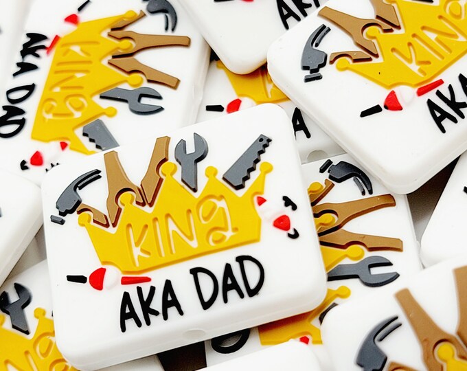 SET OF 2, Dad Focal Beads, Dad Fathers Day Silicone Bead, Dad Big Pen ...