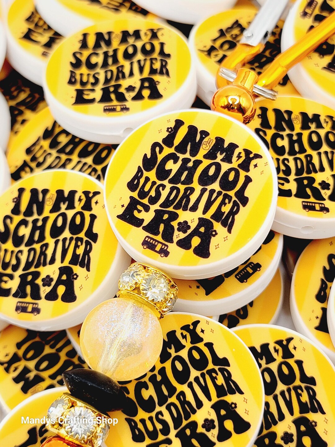 SET of 2, in My School Bus Driver Era Focal Bead, DIY Bus Driver Gift ...