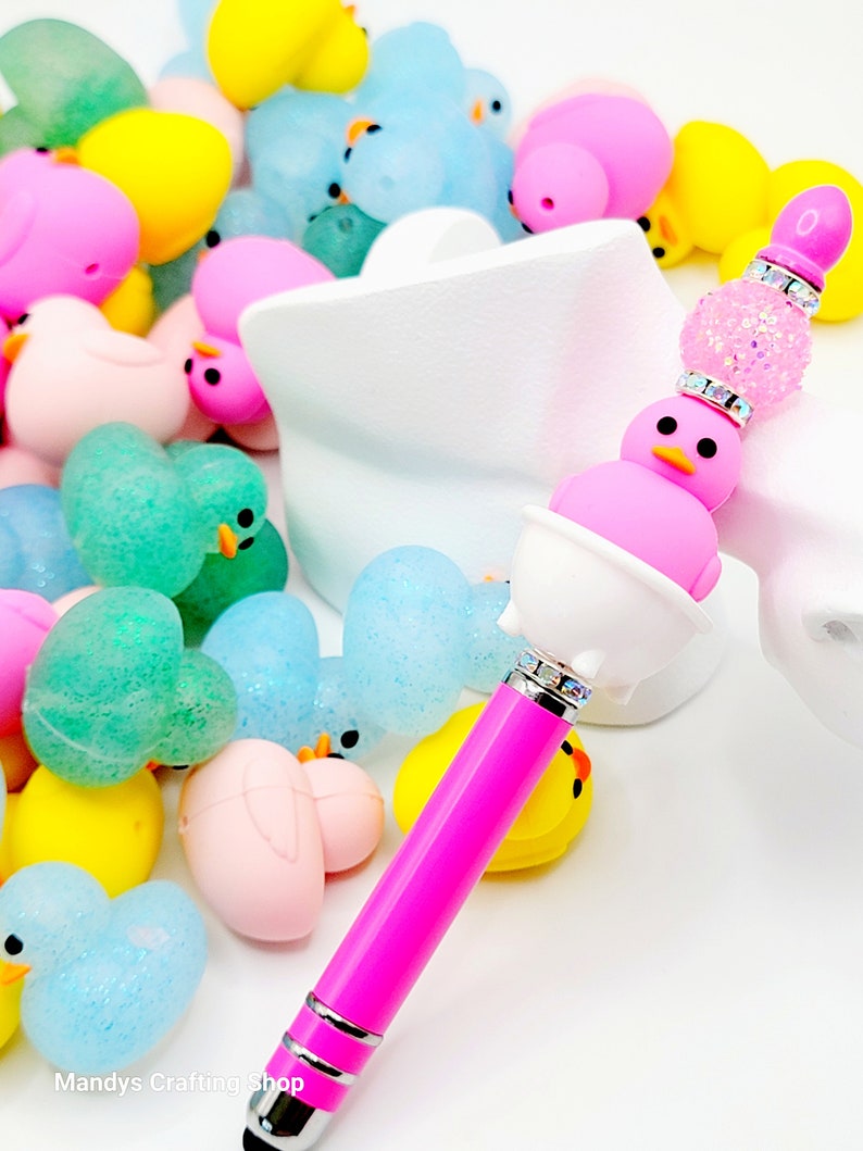SET OF 2, Duck Silicone Bead, Rubber Duckie Bead, 3D Focals, Duck ...