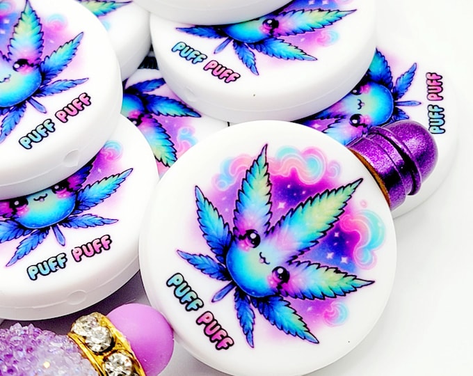 SET OF 2, Weed Focal Bead, Puff Puff Neon Rainbow Weed Leaf Focal ...