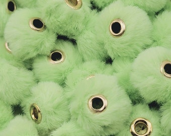 SET OF 10, Fuzzy Beads Spacer, Pale Yellow Faux Fur Beads, Bead for Pen ...