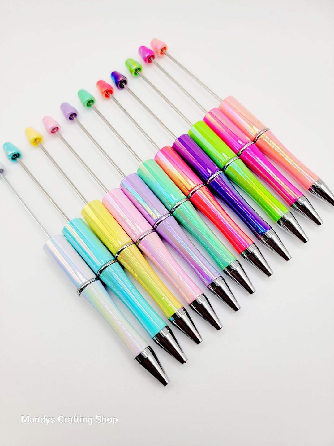 SET OF 2, DIY Pearl Iridescent Finish Bead Pens, Beadable Pens, Plastic ...