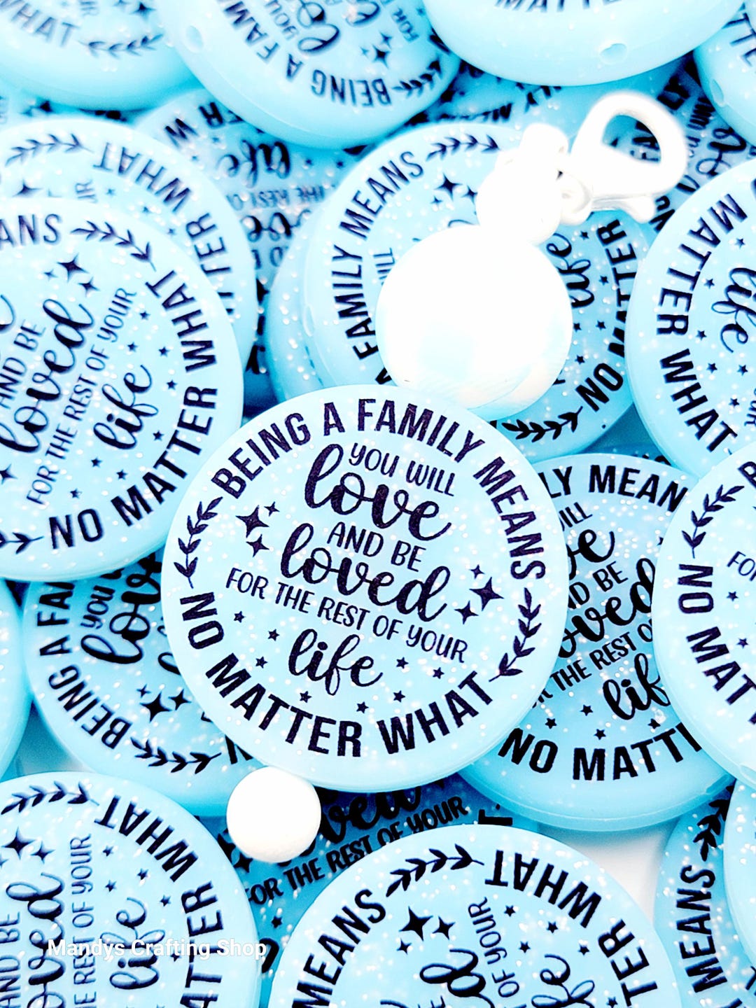 SET of 2, Family Pen Focal, Being A Family Means Print Silicone Bead ...