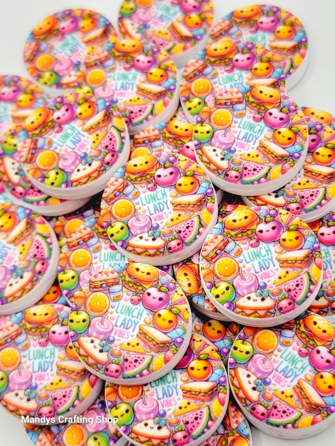 SET of 2, Lunch Lady Focal Print Silicone Bead, Cafeteria Worker Focal ...