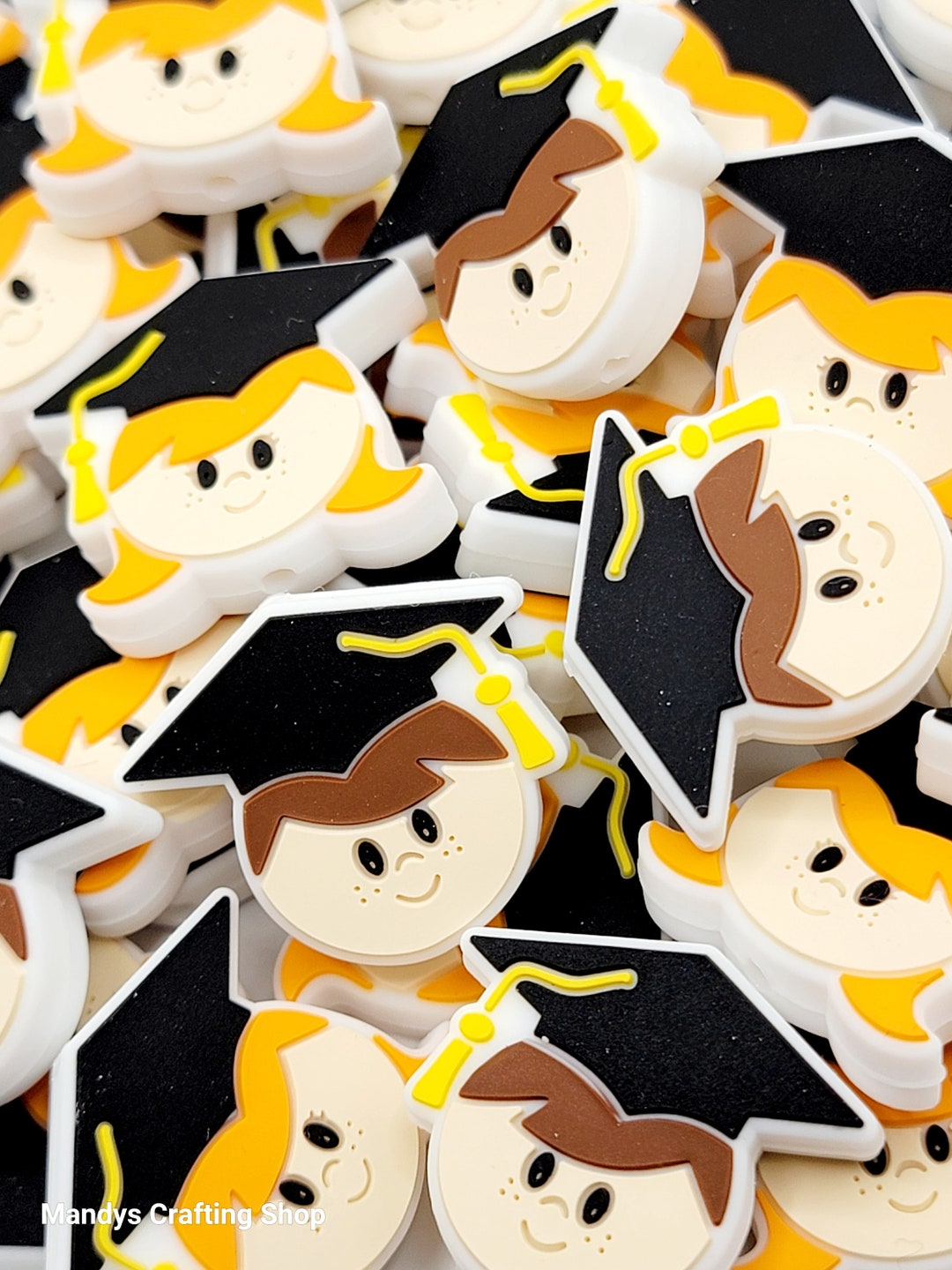 SET OF 2, Graduation Focal Bead, Graduate Focal Beads, Graduation Girl ...