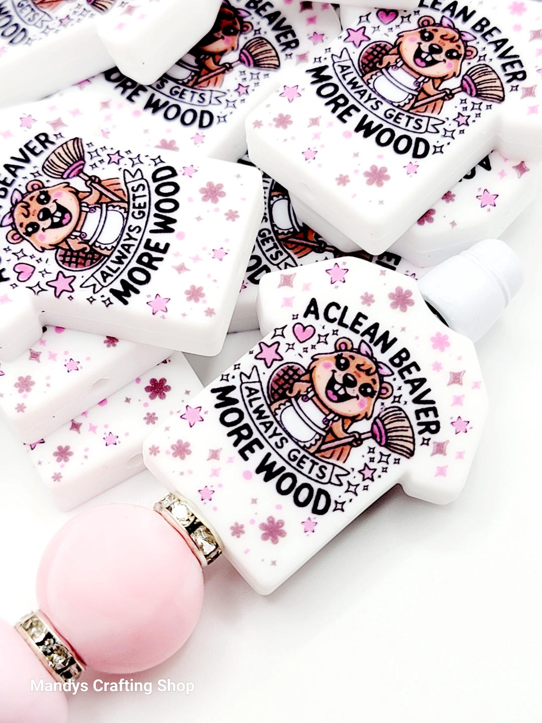 SET of 2, Funny Beaver Focal, A Clean Beaver More Wood Funny Pen Beads ...