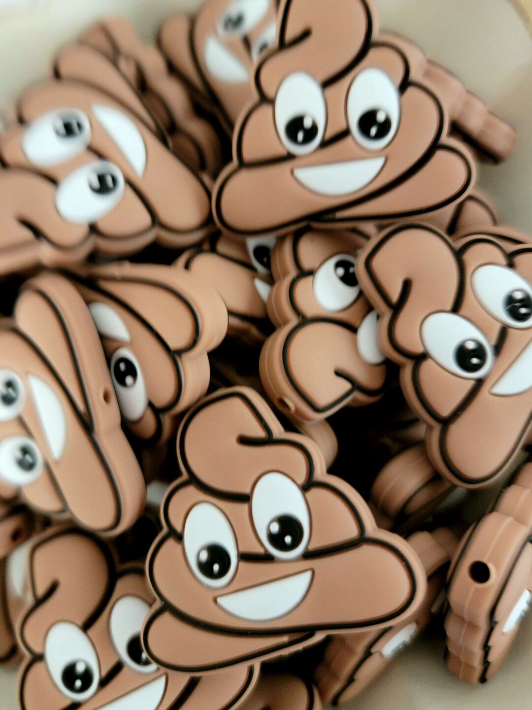 SET OF 2, Happy Poop Silicone Bead, Focal Silicone Beads, Poop Silicone ...