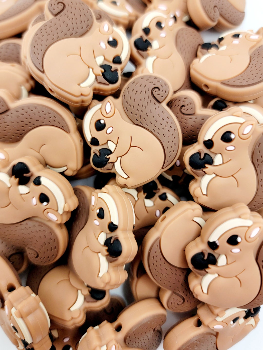 SET OF 2, Squirrel Focal Beads, Cute Squirrel Silicone Beads, Animal ...