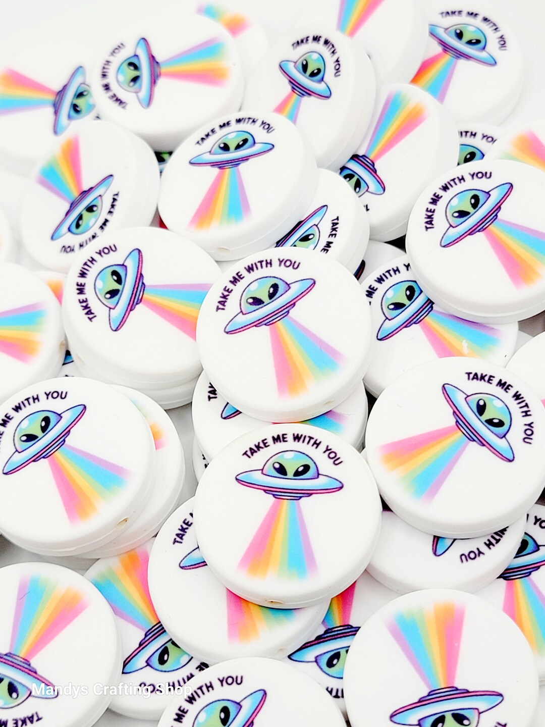 SET of 2, Funny Alien Focal Beads, Take Me With You Alien Pen Bead ...