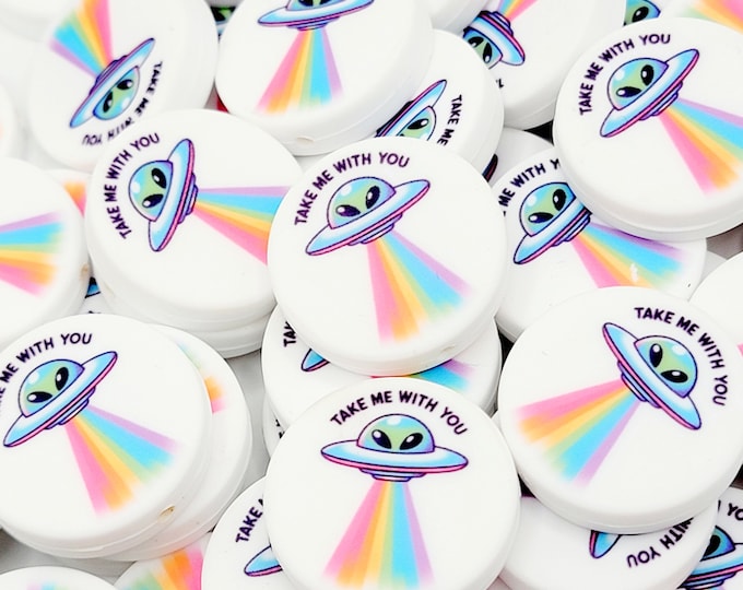 SET of 2, Funny Alien Focal Beads, Take Me With You Alien Pen Bead ...