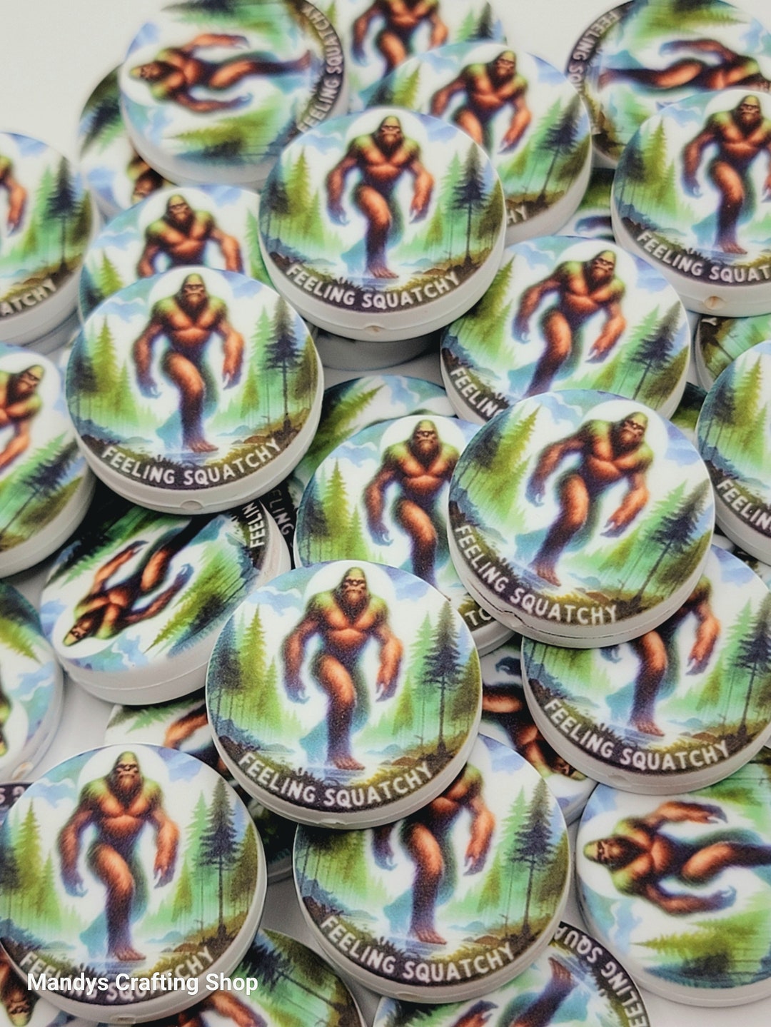 SET OF 2, Feeling Squatchy Bigfoot Focal Print Silicone Bead, Bigfoot ...