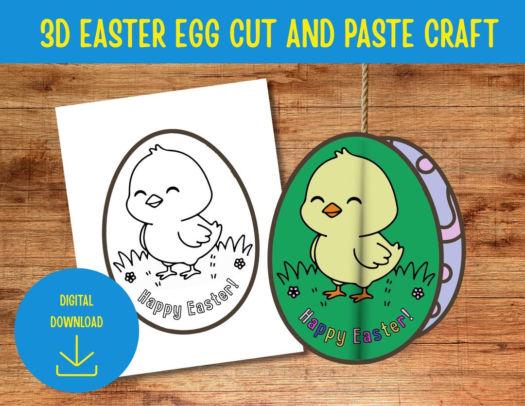 3D Easter Egg Craft for Kids | Color, Cut, and Glue Paper Craft ...