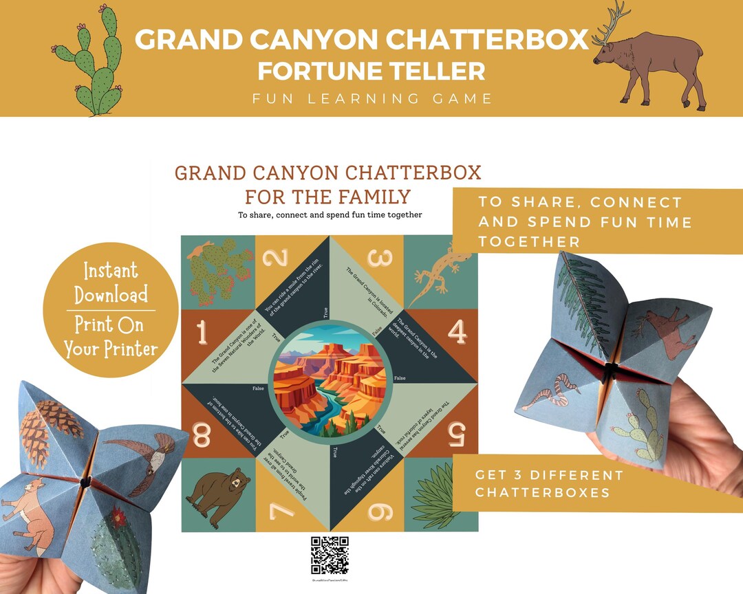 Grand Canyon Fortune Teller Chatterbox Fun | True or False Game ...