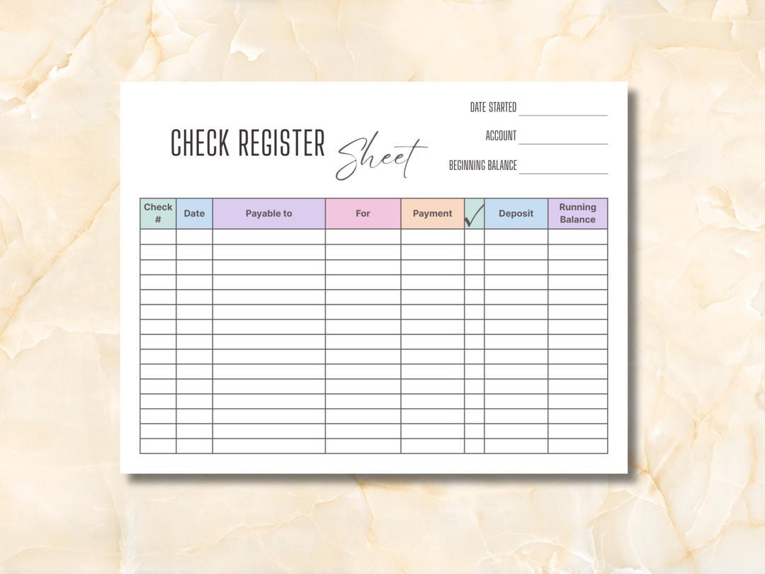 Checkbook Register in Color | Large Print and Spacing | 11" X 8.5 ...