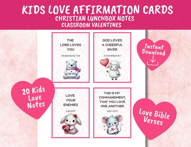 Jesus Loves You | Bible Verse Valentine Cards | Kids' Lunchbox Notes ...