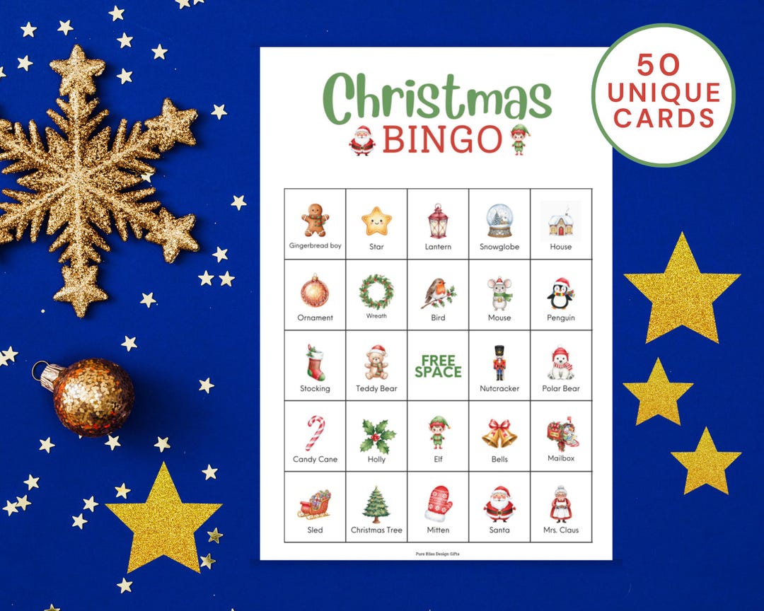 Holiday Bingo Instant Download | Printable Christmas Bingo | 50 Unique ...