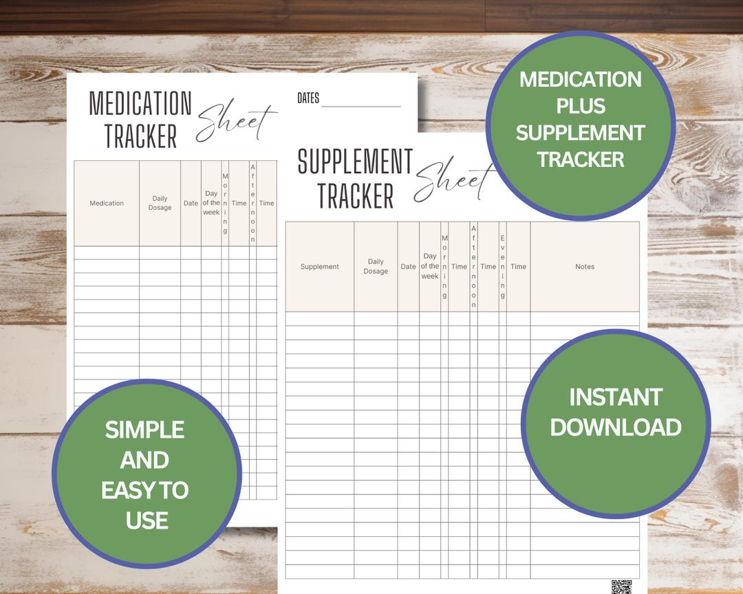 Medication Tracker Plus Supplement Log Sheets | Printable & Easy to Use ...