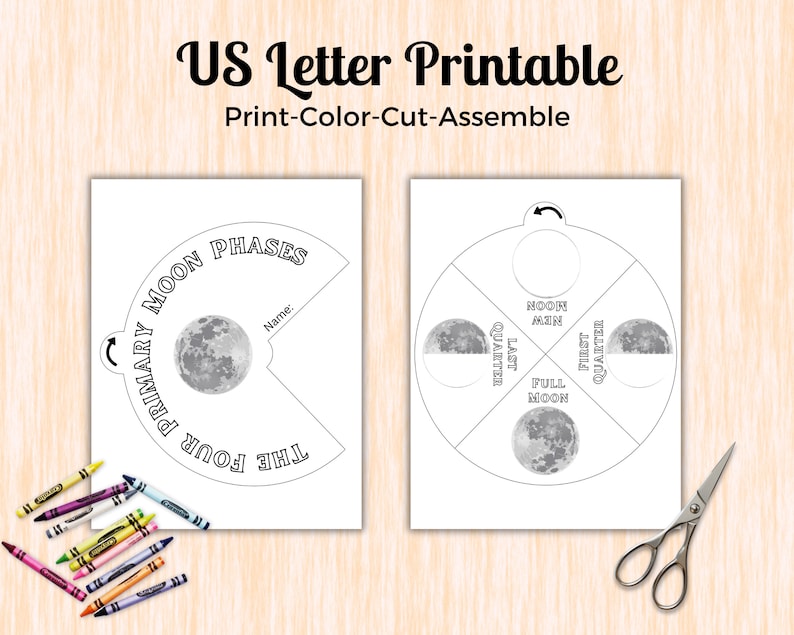 Primary Phases of the Moon Activity Spinner Printable, Educational ...