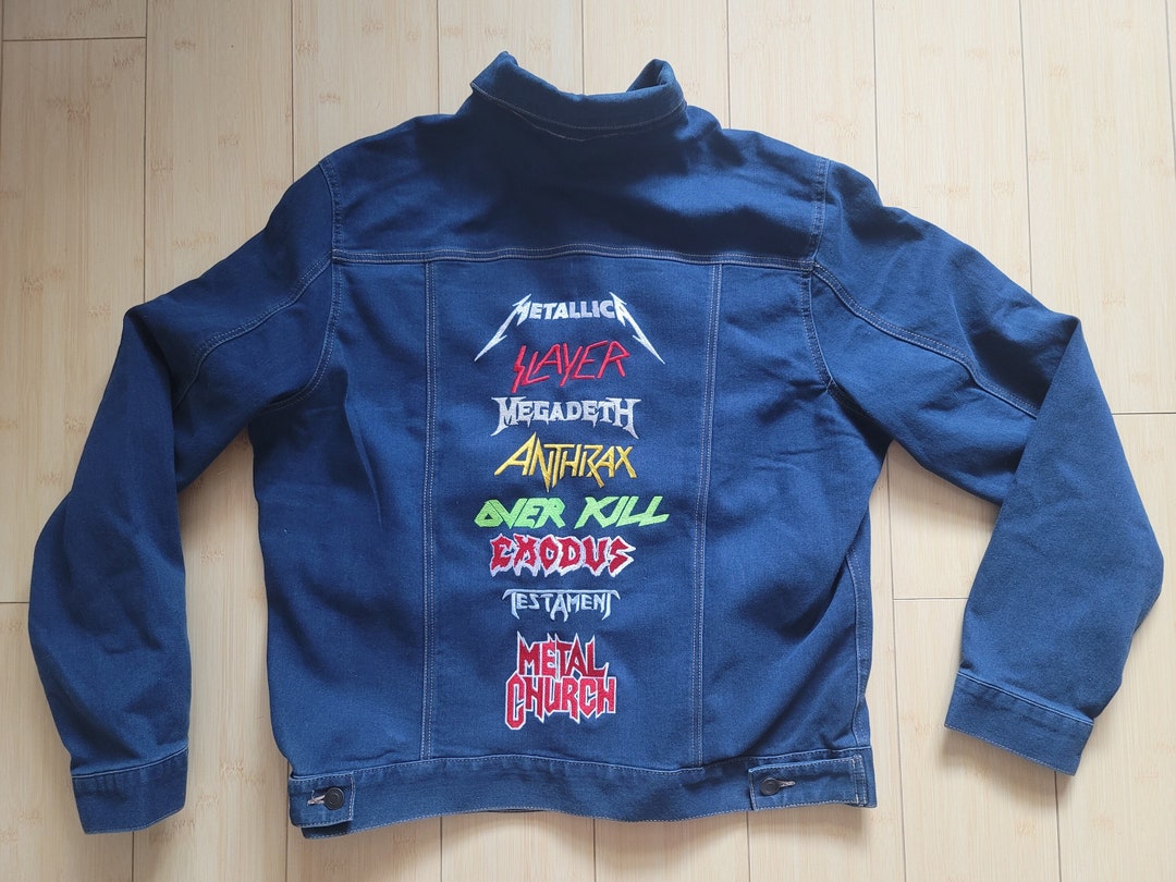 Custom Metal Battle Vest Denim Jean Jacket Embroidered -slayer, Exodus ...