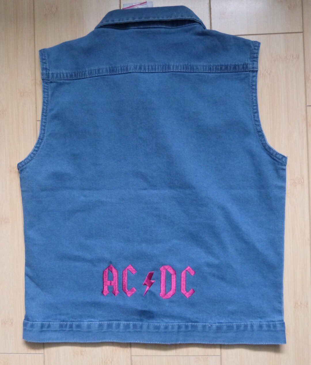 Young Girl's AC/DC Embroidered Denim Battle Vest Jean Jacket , 11-12 Y ...