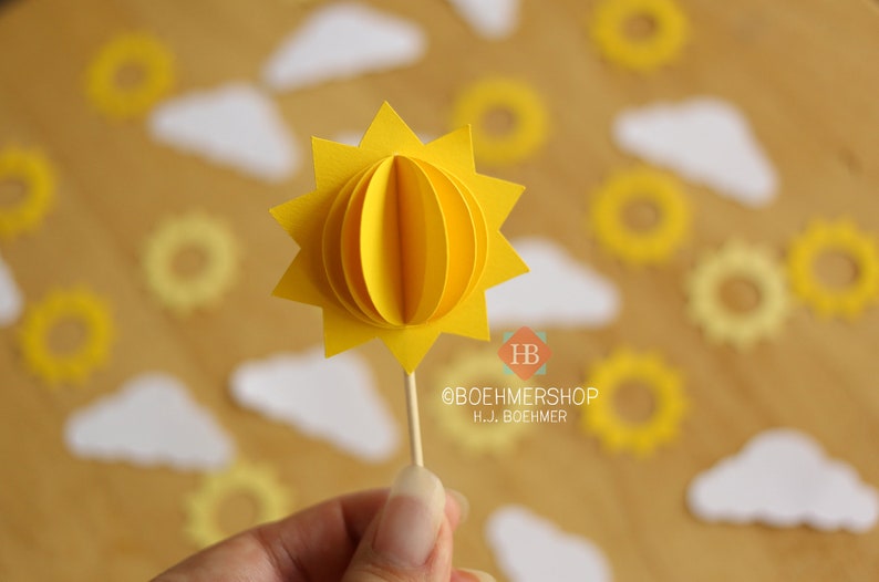 3D Sunshine Straw Toppers/3d Cloud and Sun Straw Toppers/sunny | Etsy