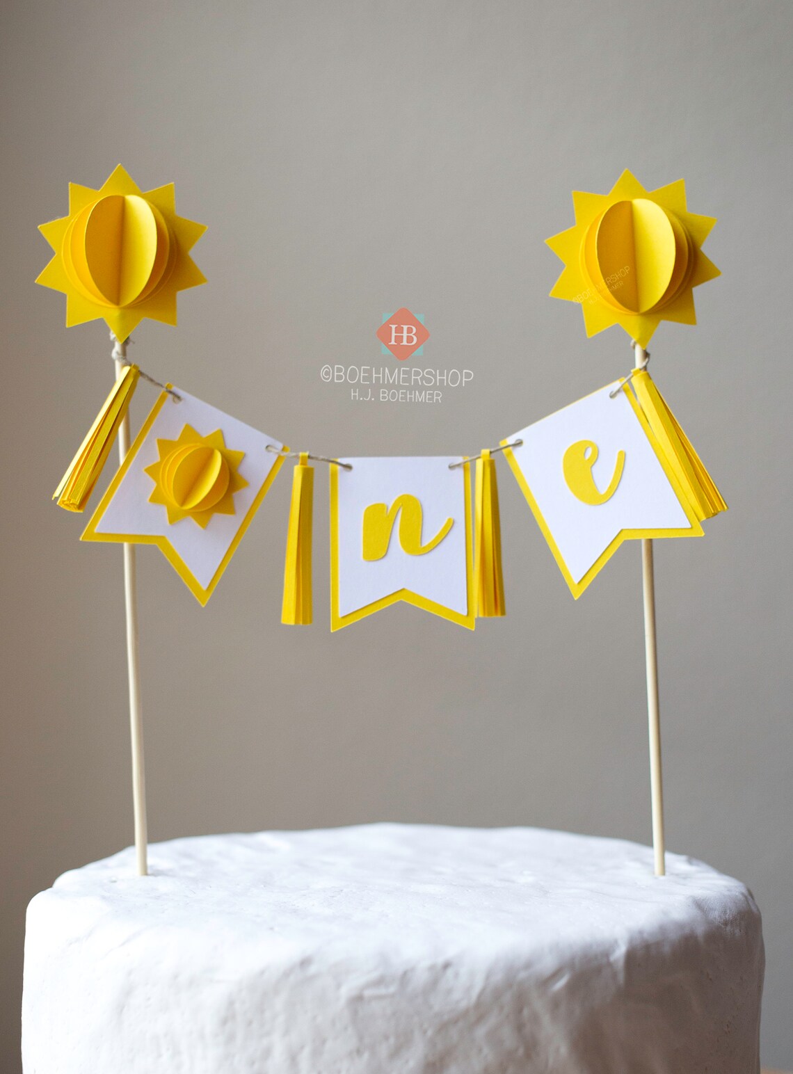 Sunshine First Birthday Cake Topper: 3D Yellow Sun Banner - Etsy