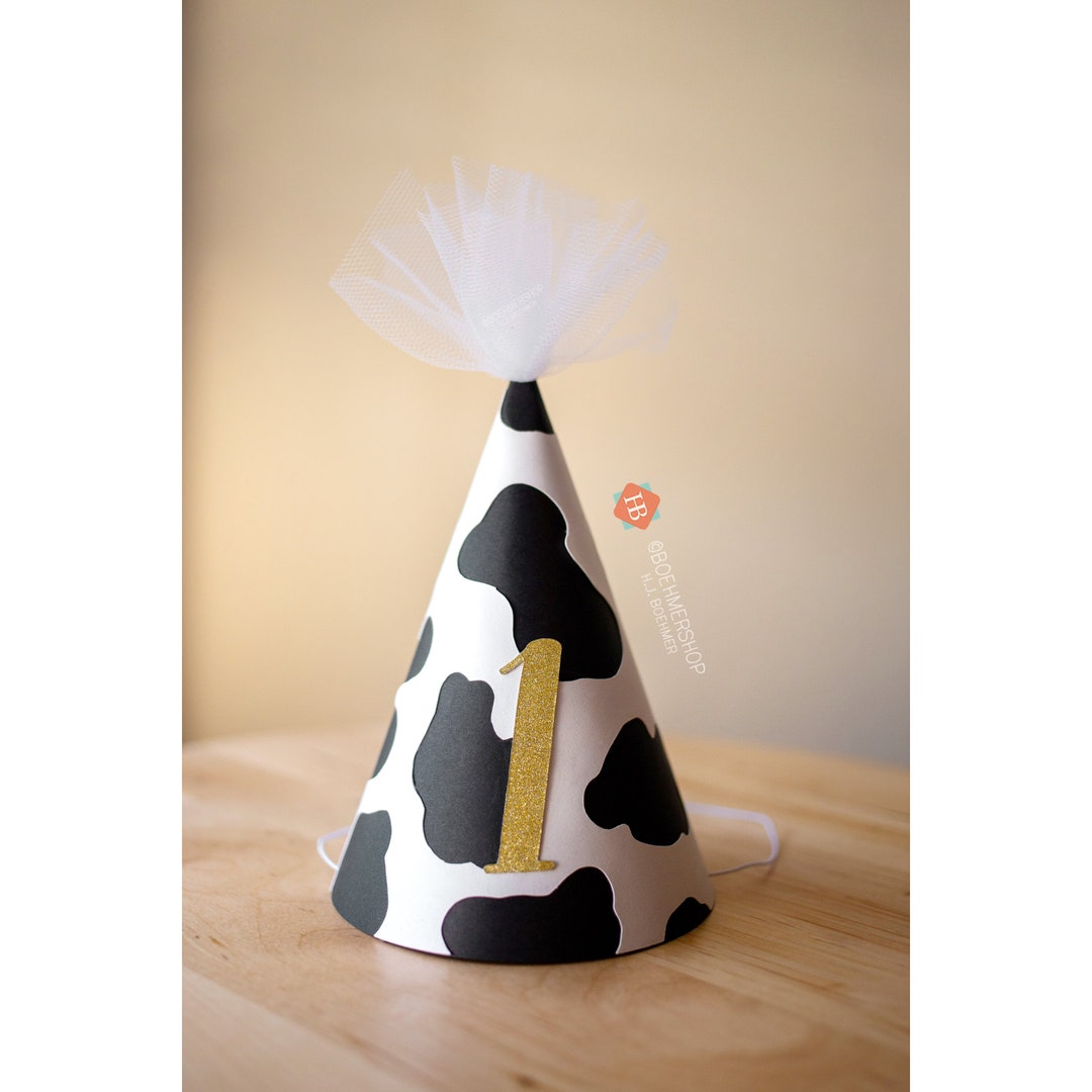 Cow First Year Party Hat/paper Cow Party Hat//cowboy Party Hat/cowgirl ...