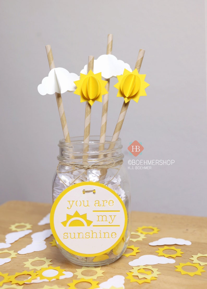 3D Sunshine Straw Toppers/3d Cloud and Sun Straw Toppers/sunny - Etsy