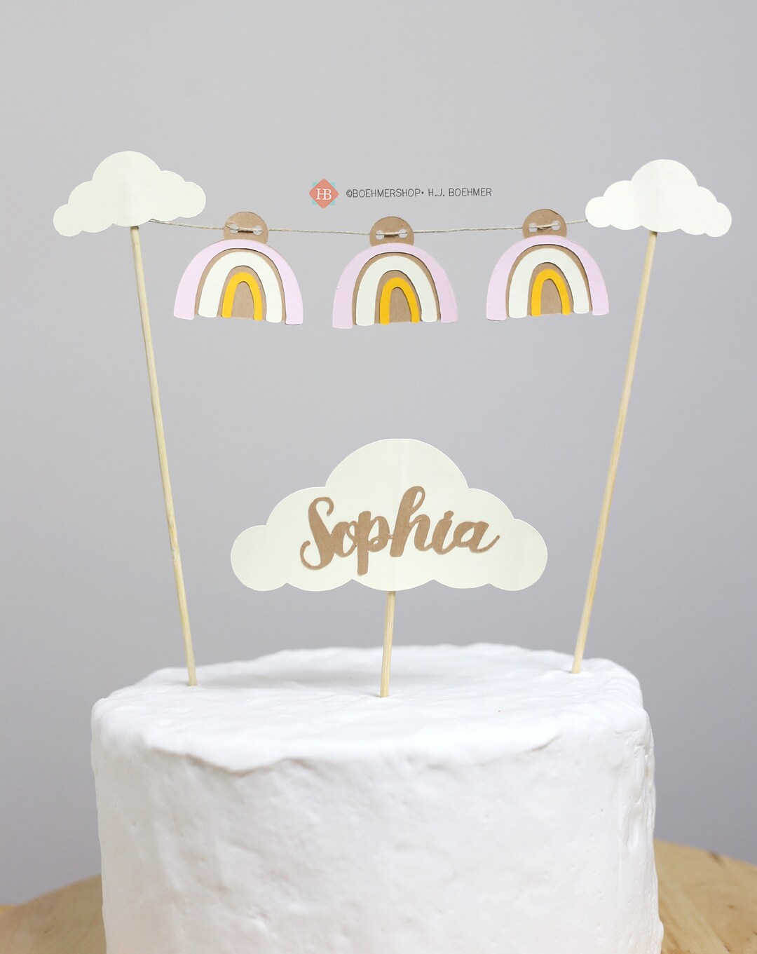 Boho Rainbow Birthday Cake Topper / Boho Rainbow Cake Topper/boho Cake ...