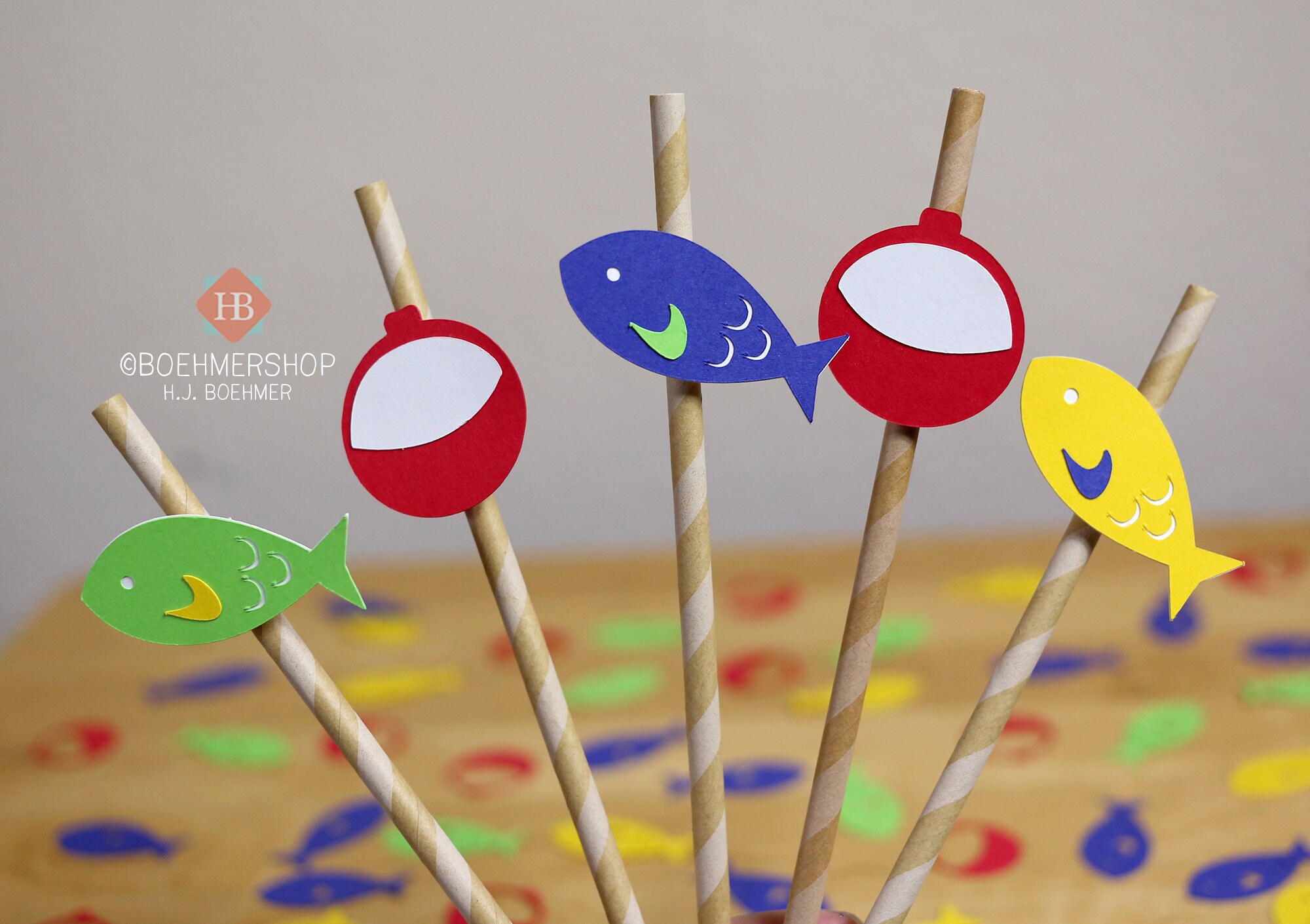 Fishing Straw Toppers /the Big One Straw Toppers / Fish Straw - Etsy